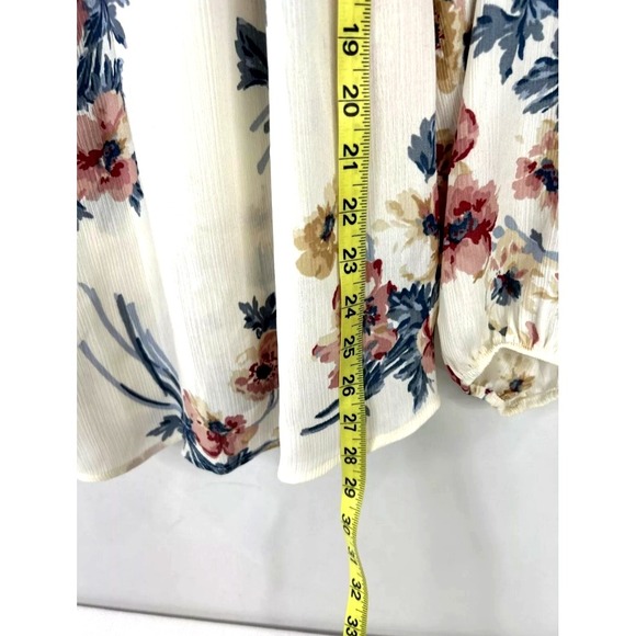 Chaps | Tops | Chaps Cream Floral Size Xl Balloon Sleeve Semi Sheer ...
